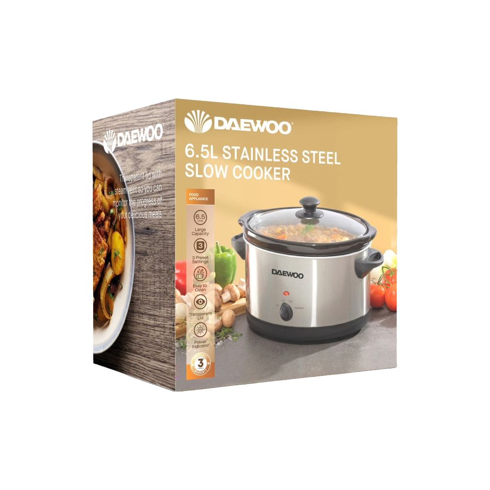 Daewoo 6.5L Stainless Steel Slow Cooker | Kitchen Appliances | Farm ...